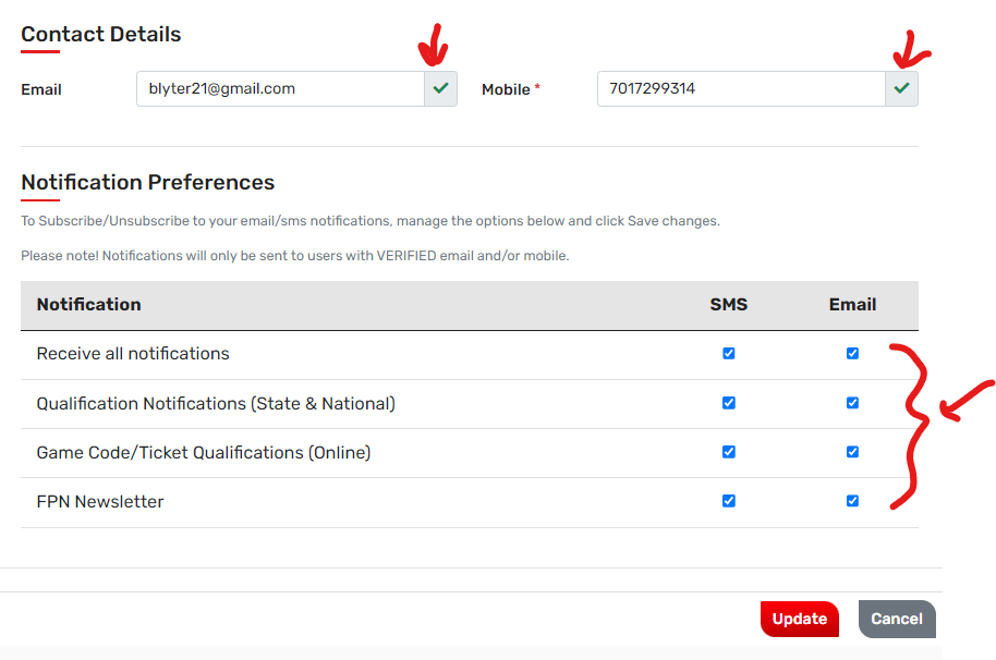 Update Notification Preferences | Free Poker Network(FPN)