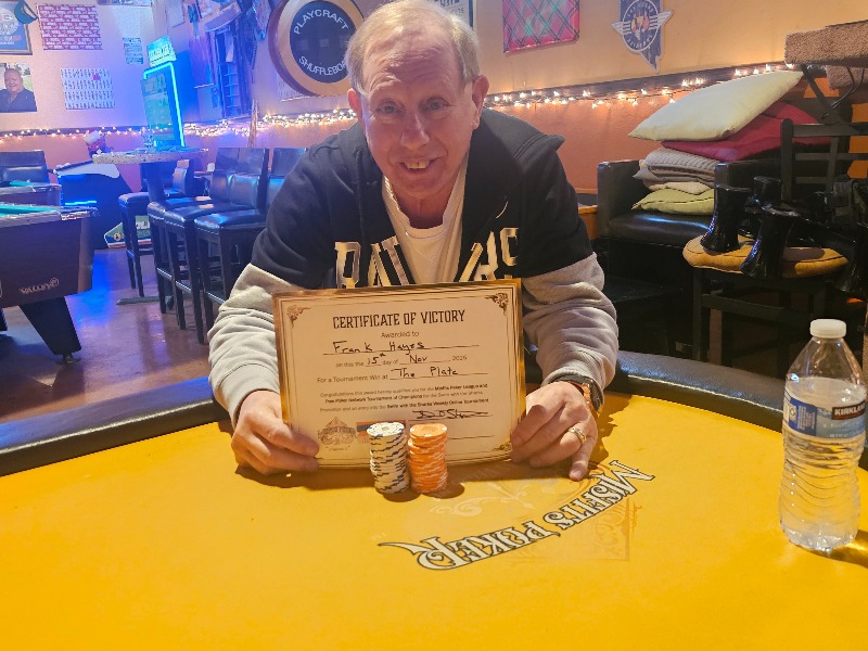 Frank Hayes Wins at The Plate Bar & Grill | Free Poker Network(FPN)