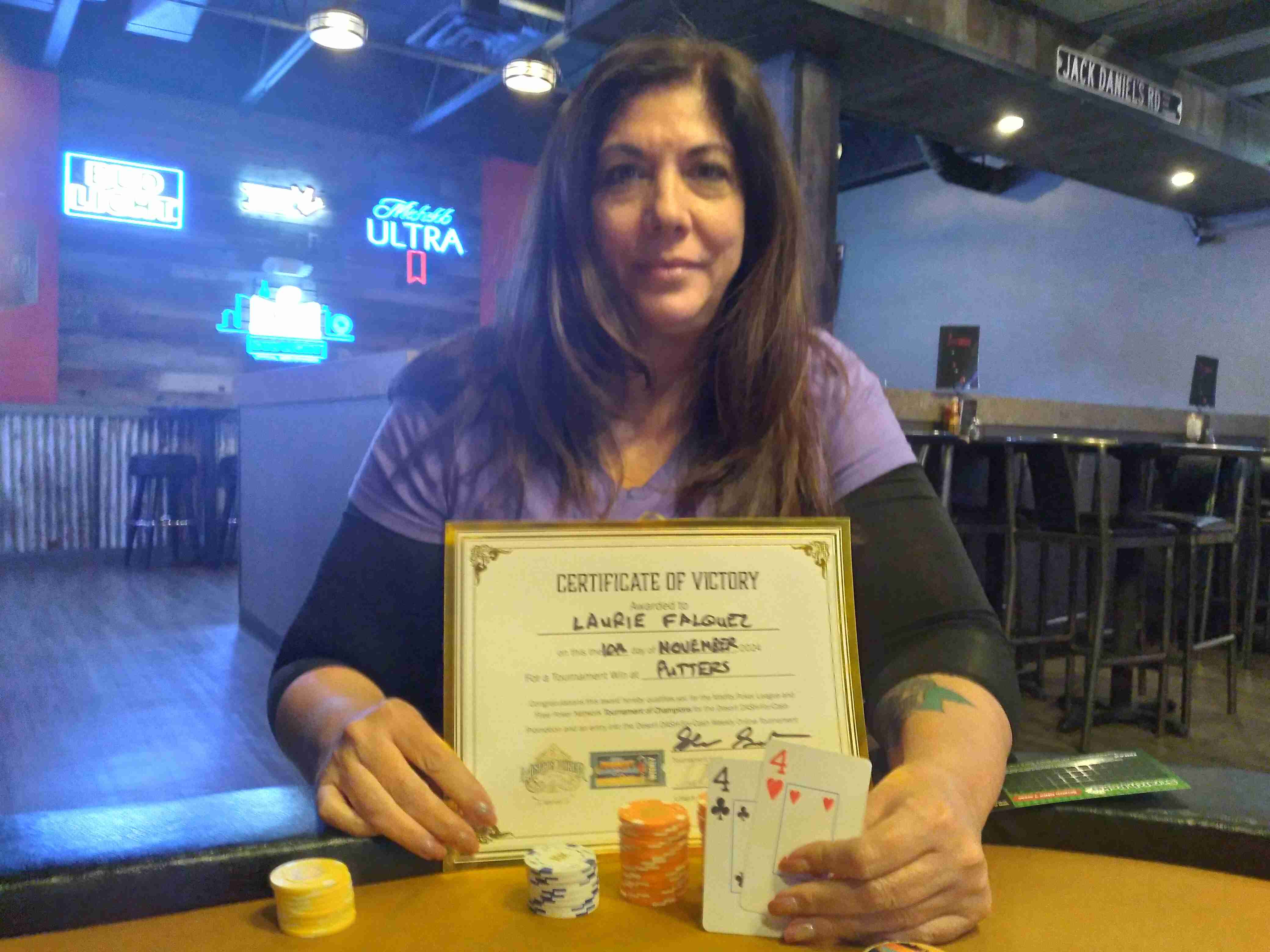 Laurie Falquez Wins at Putter's Bar and Grill - Pecos | Free Poker ...